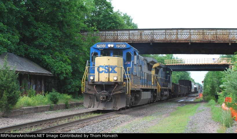 CSX Q300 passes beneath the old Route 206 highway bridge